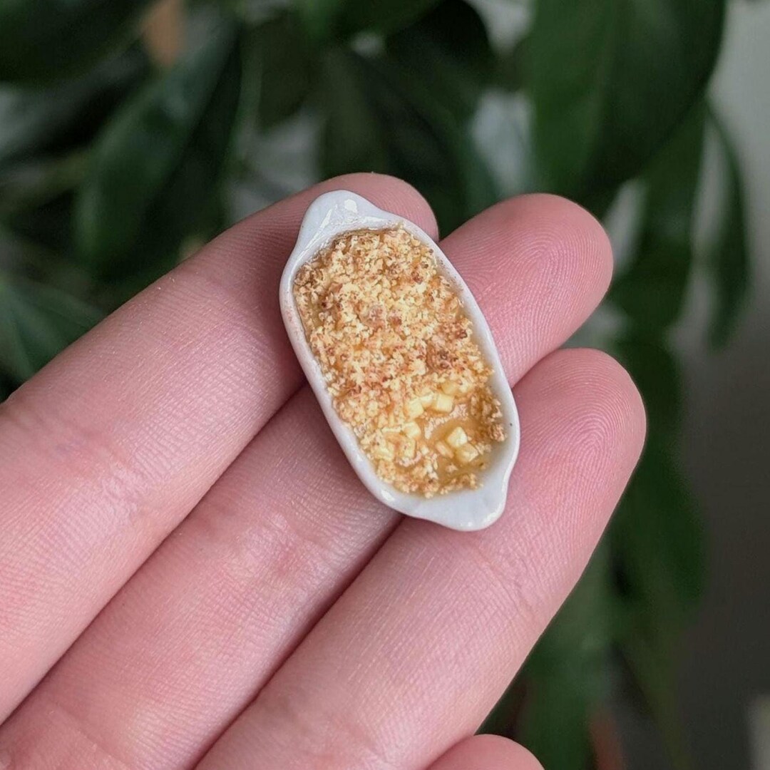 Handmade Miniature Apple Crumble in a Small Ceramic Baking Dish for 1: ...