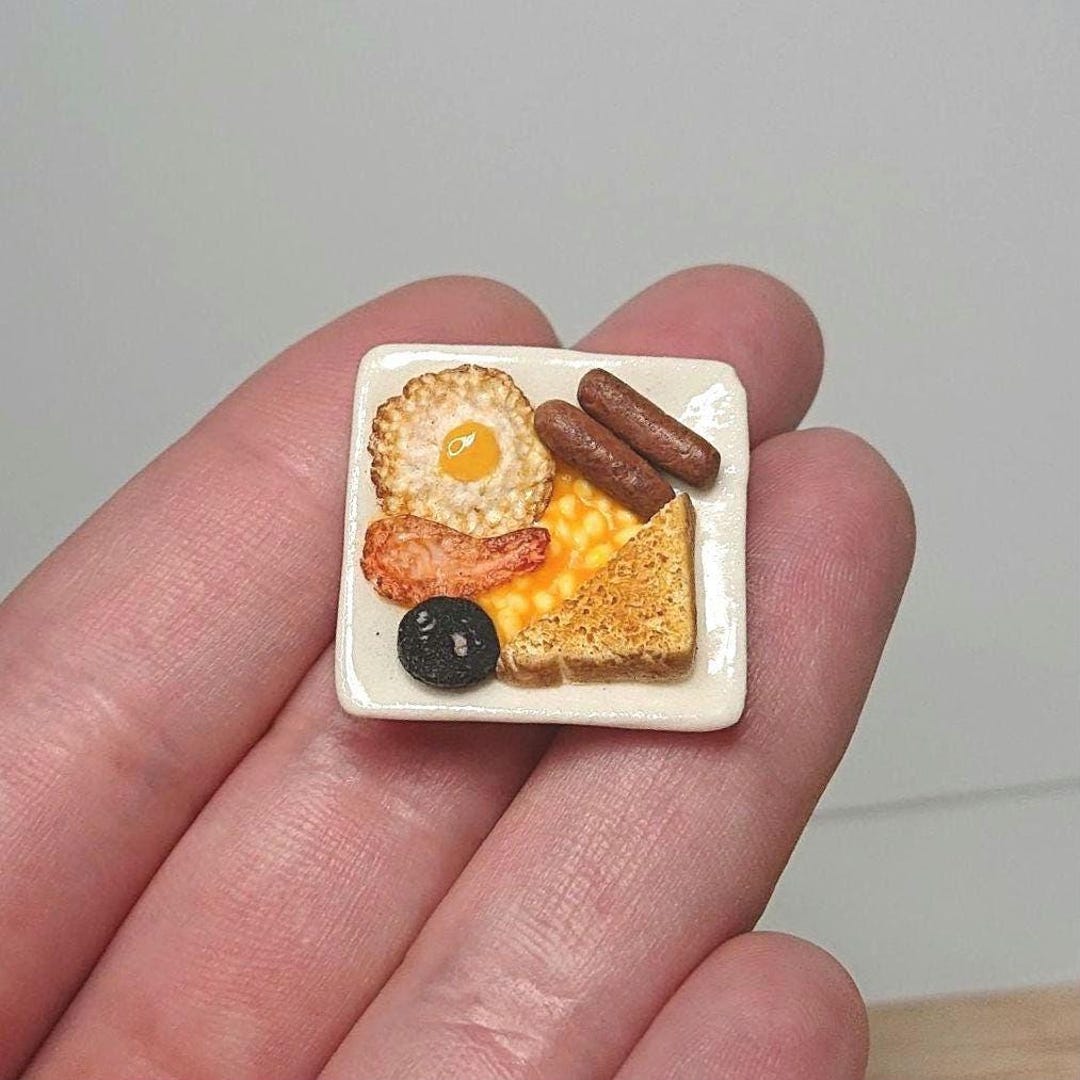 Handmade Miniature Full English Breakfast Fry up on Square Ceramic ...