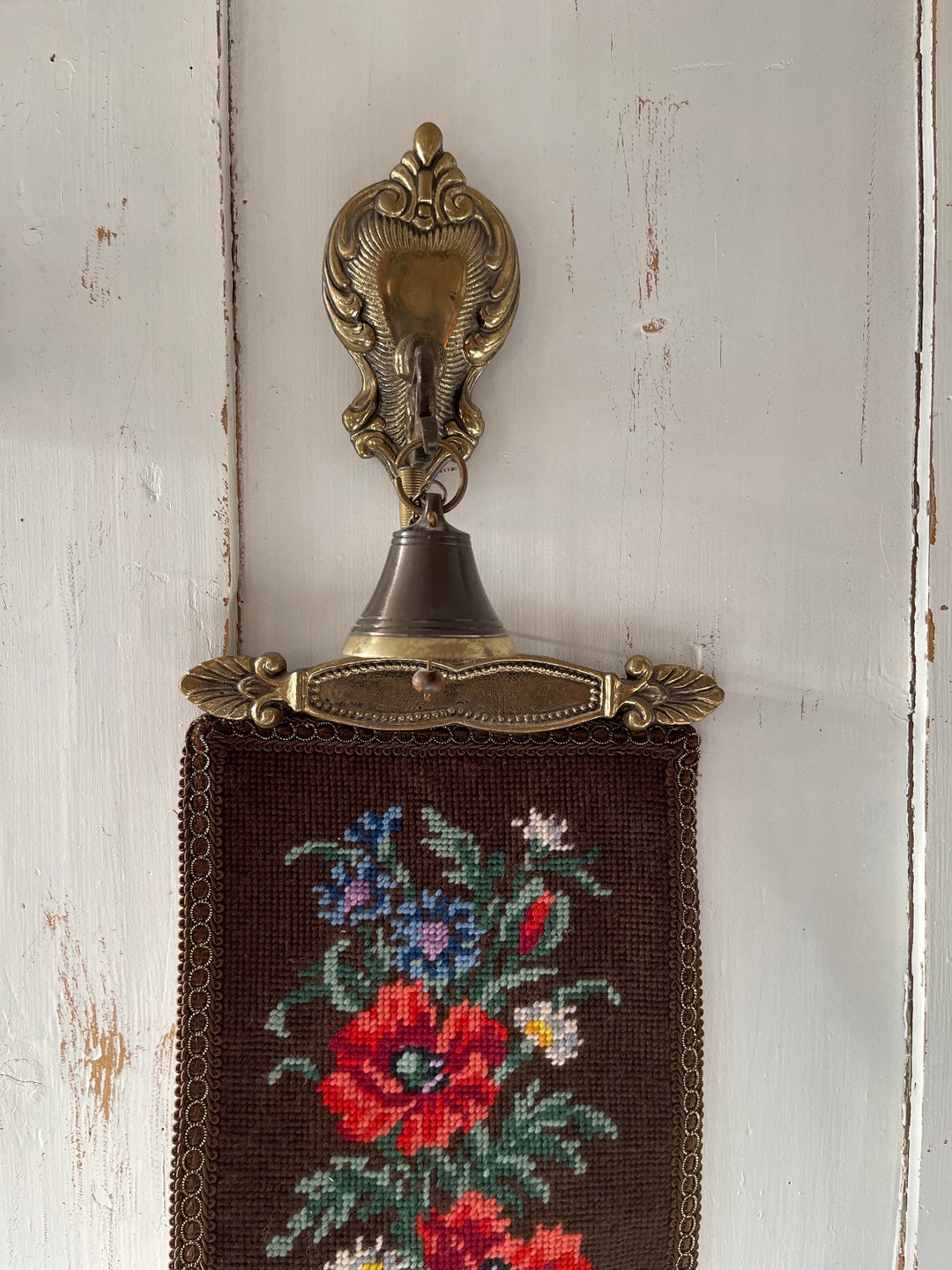 Vintage Wall Hanging Hand Embroidered Bell Pull Tapestry Embroidery - Etsy