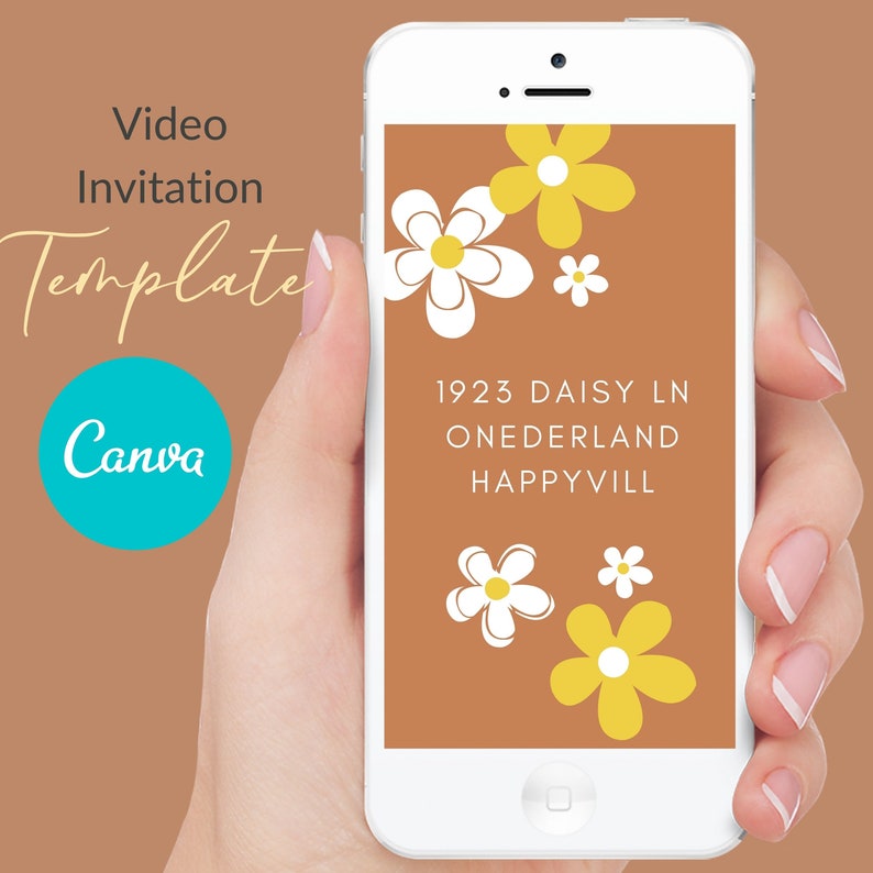 Daisy Invite Birthday Party . Bohemian One. Flower Invitation Editable ...