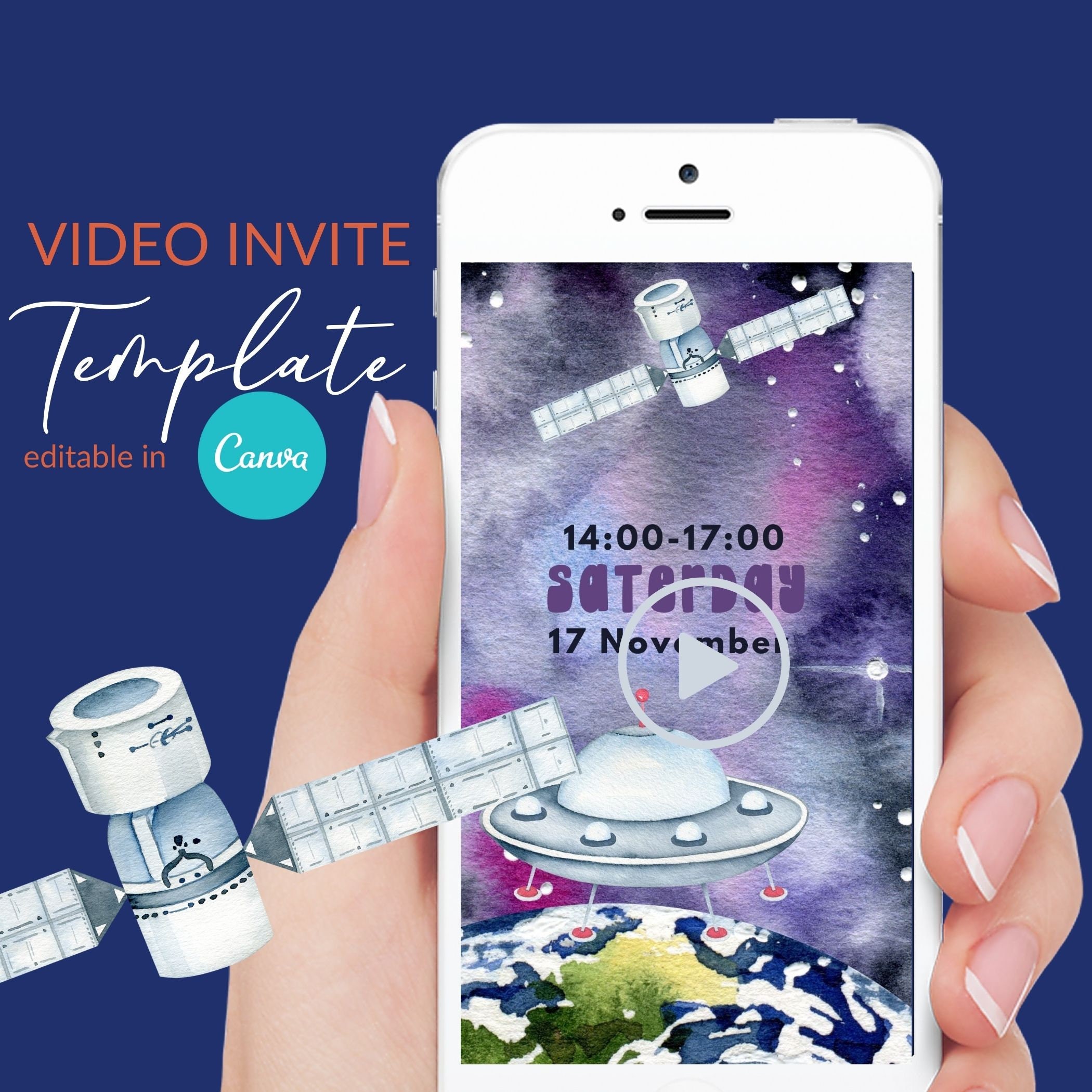 Planet Birthday Video Invitation Template, Space, Nasa, Canva , Self ...