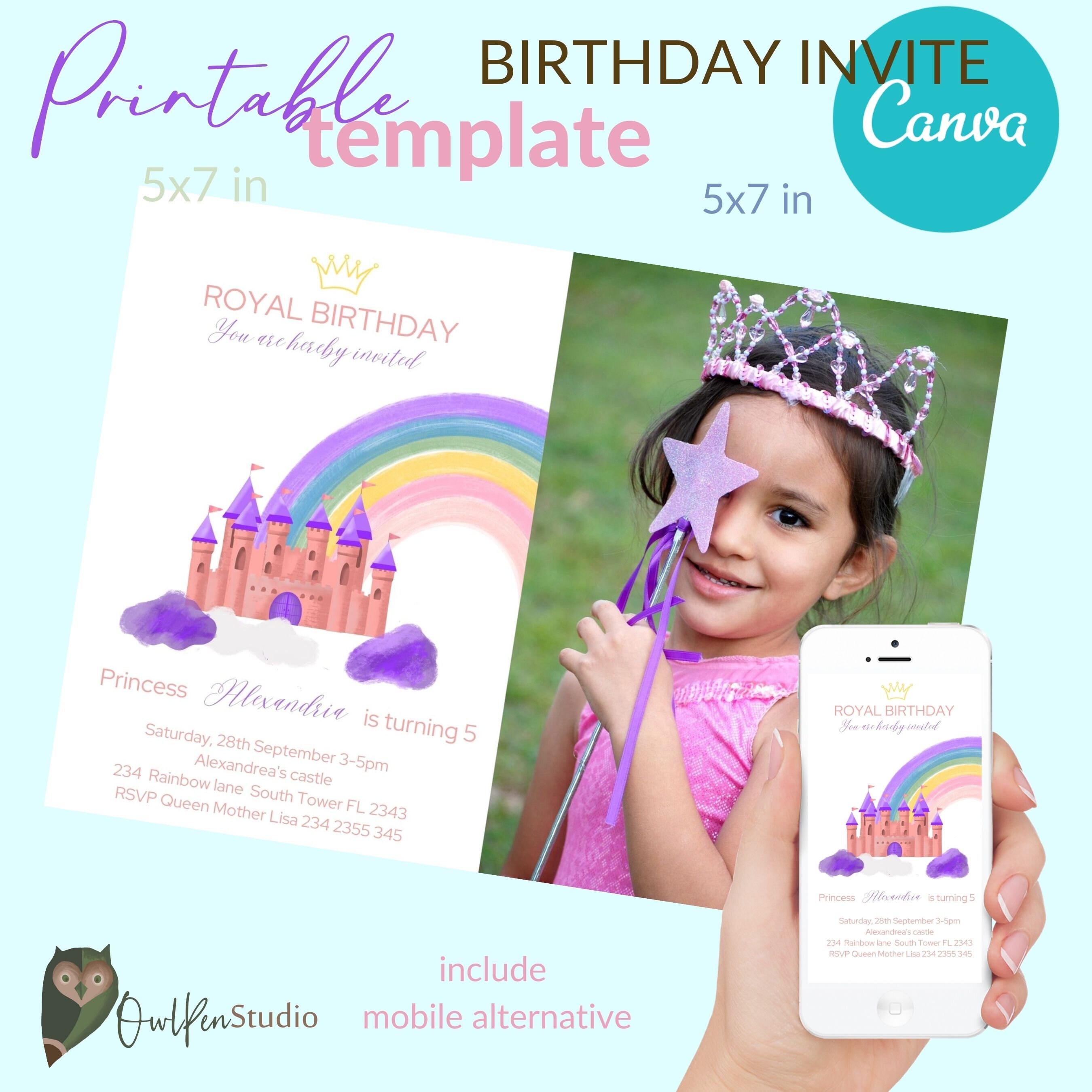 Princess Birthday Invitation Printable Castle Invite With - Etsy