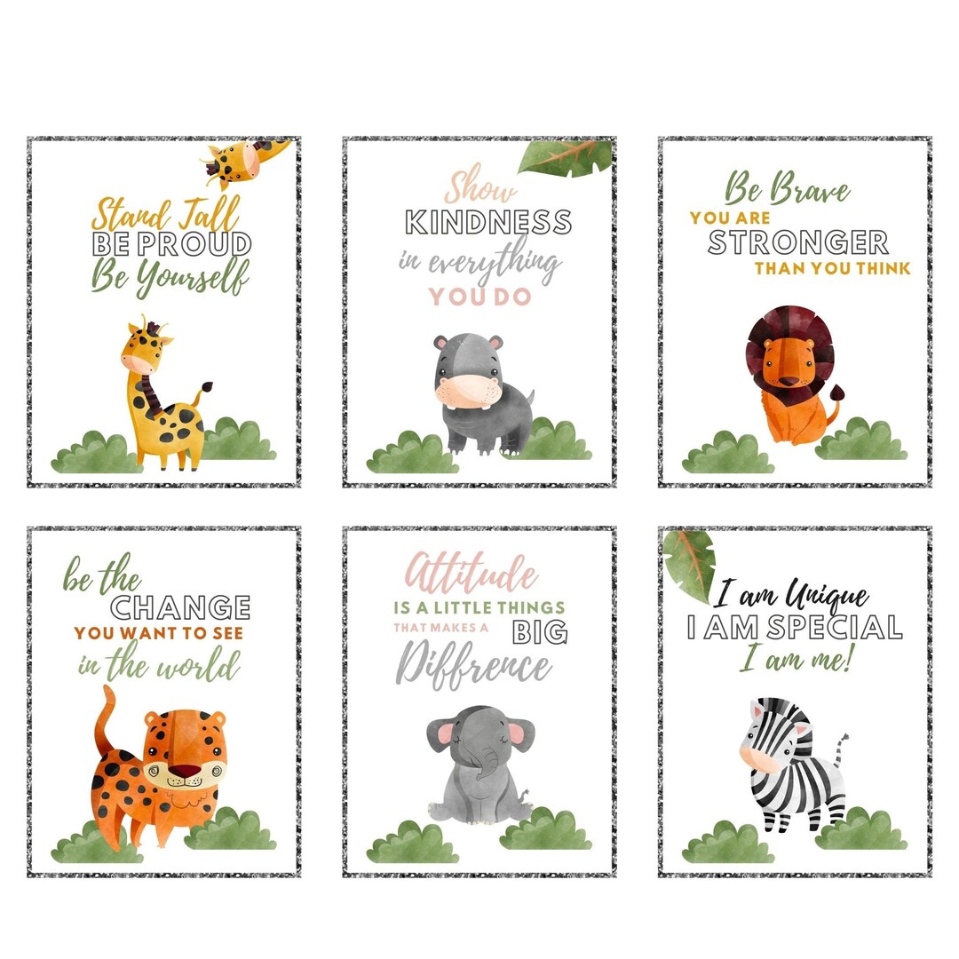Printable Kids Wall Art, Jungle Theme, Wild Animal Printable Décor ...