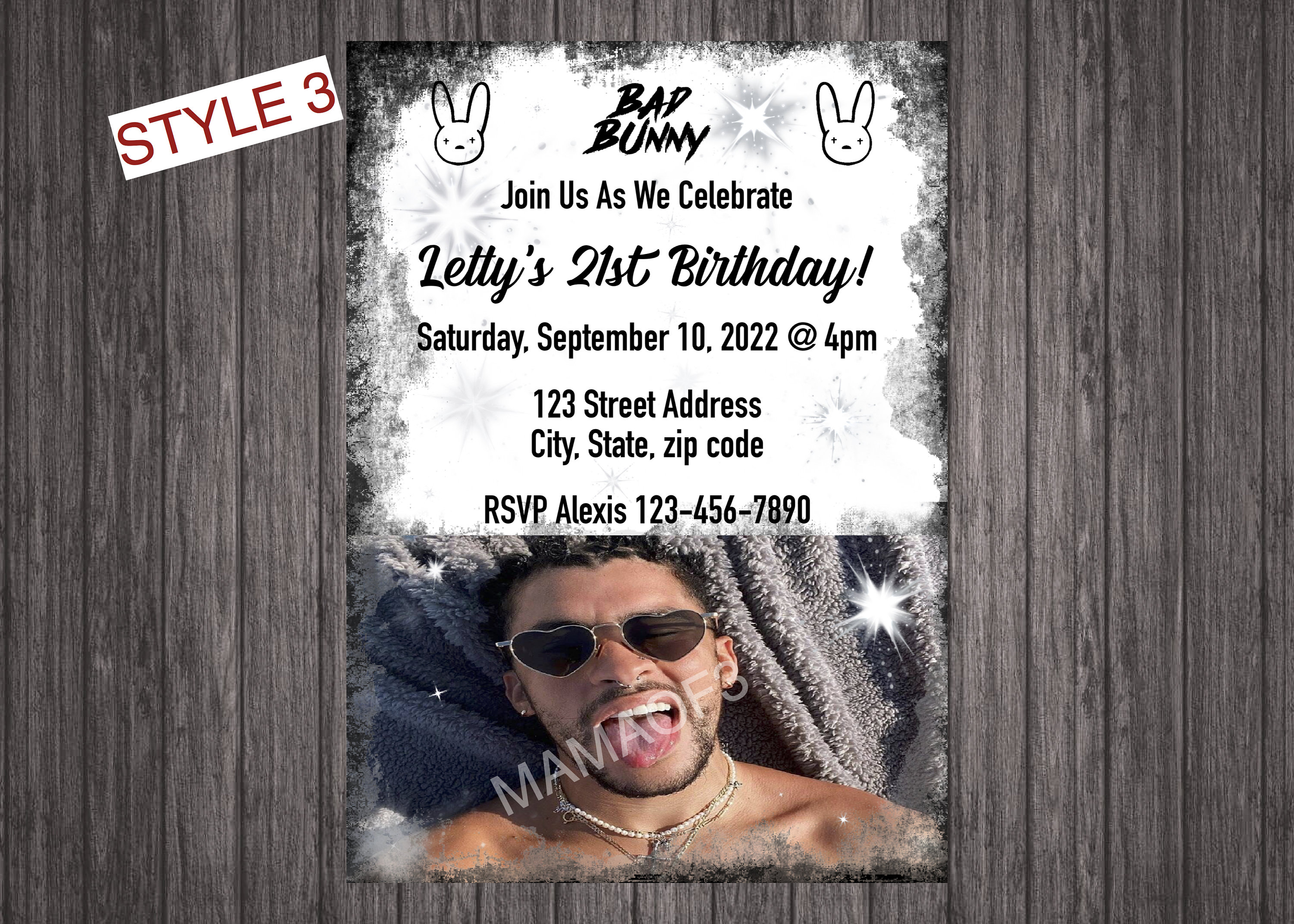 Bad Bunny Birthday Party Invitation DIGITAL [4x6 or 5x7] - Etsy