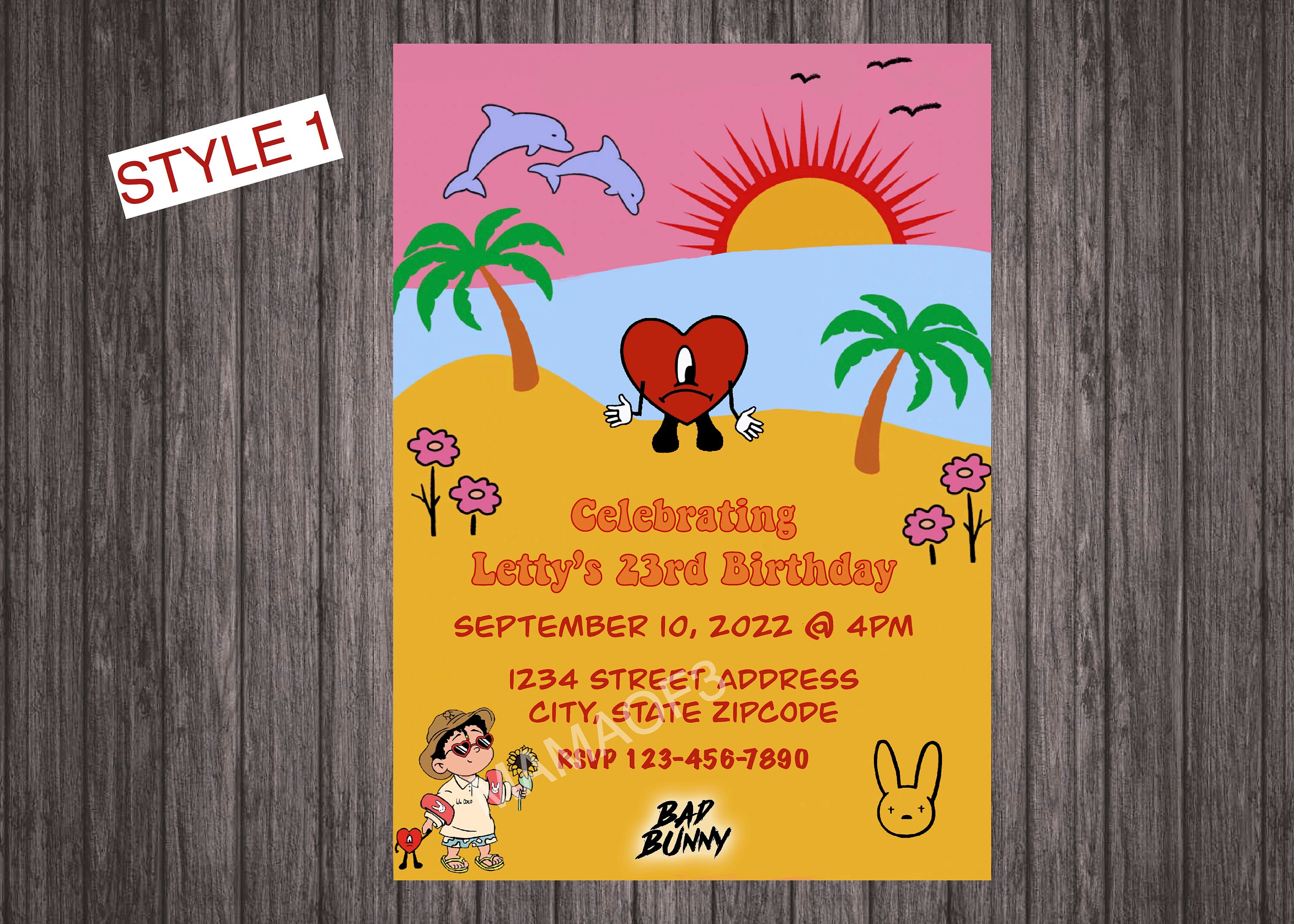 Bad Bunny Birthday Party Invitation DIGITAL [4x6 or 5x7] - Etsy