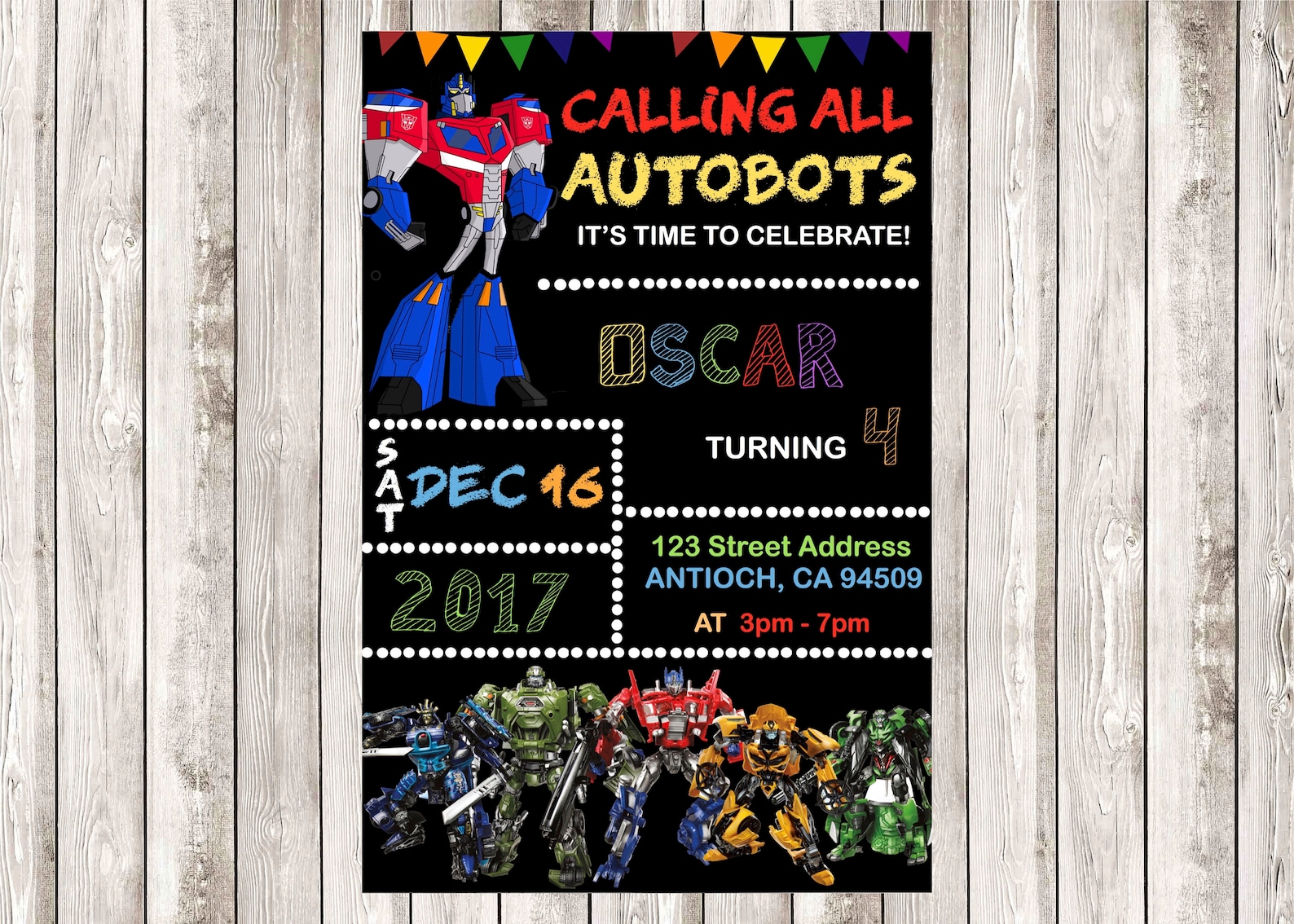 Transformers Birthday Party Invitation Digital ENGLISH or SPANISH [4x6 ...