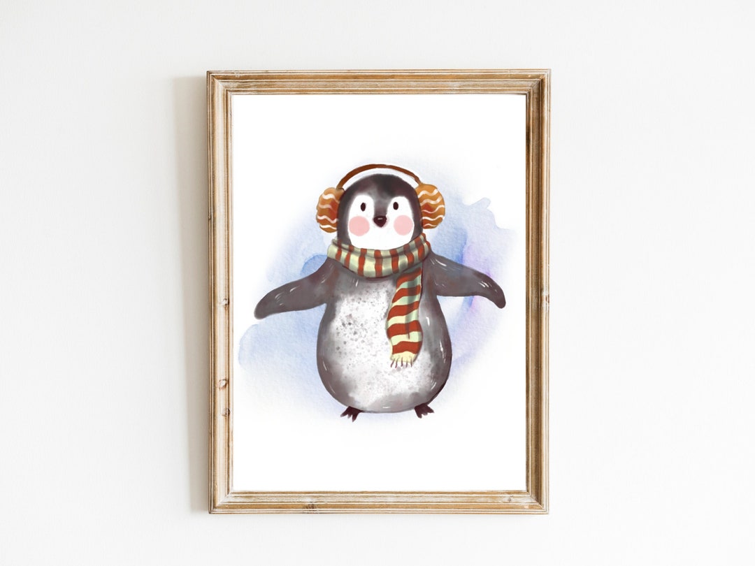 Watercolor Penguin Poster, Arctic Animals, Winter Wonderland Penguin ...