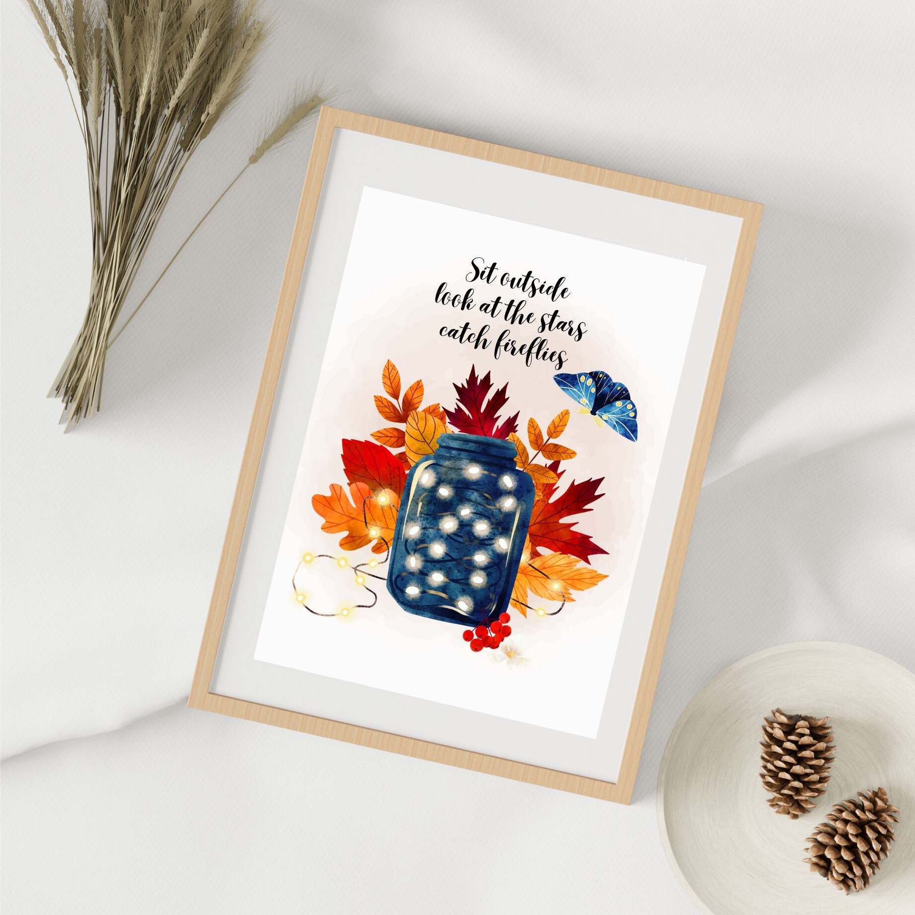 Watercolor Firefly Art Print Fall Wall Art Country Home - Etsy