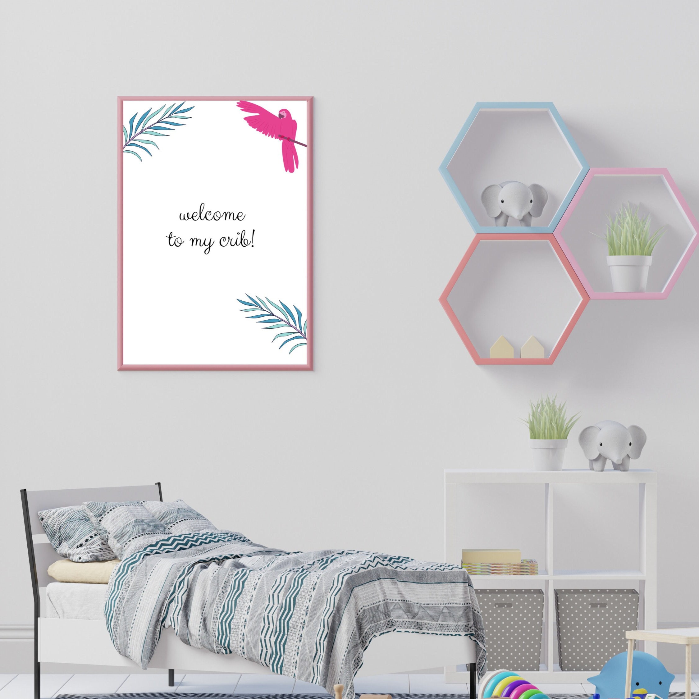 Welcome to My Crib, Funny Over Crib Sign, Tropical Nursery Wall Decor ...