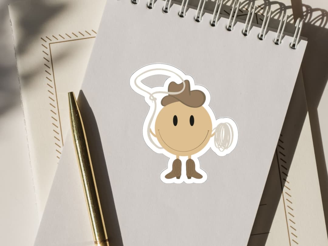 Yeehaw Cowboy Smiley Face Die-cut Sticker - Etsy