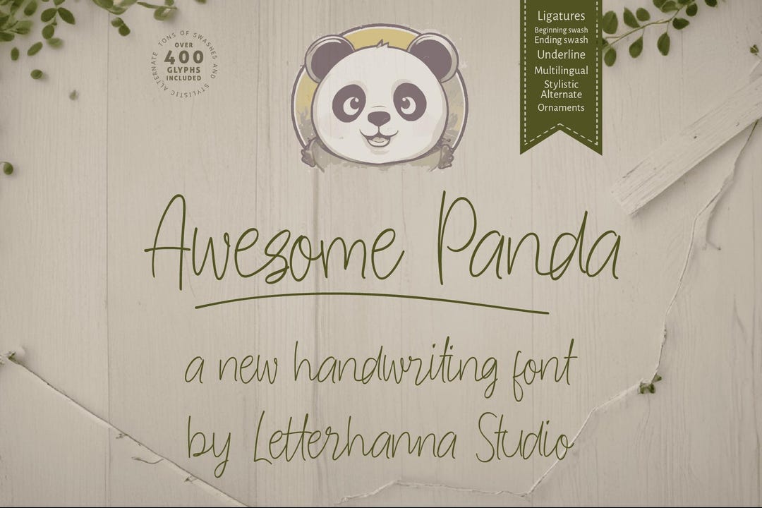 Awesome Panda Handwriting Font, Fun Script, Cursive, Aesthetic, Fancy ...