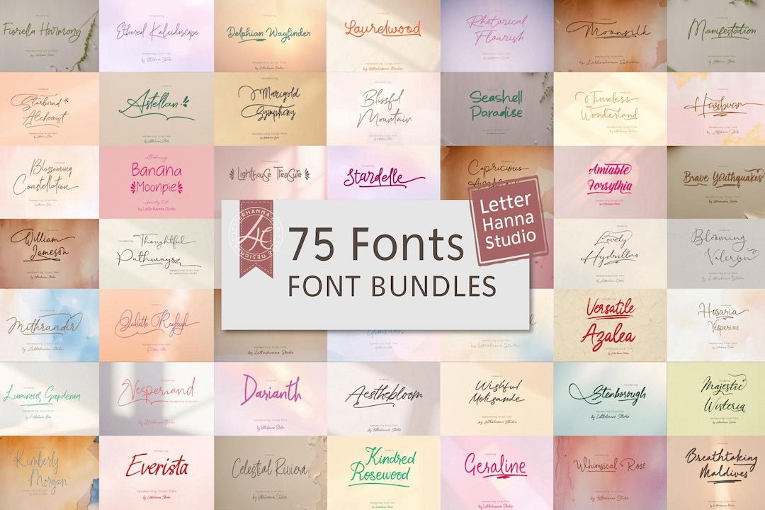 75 Handwritten Fonts Bundle: Script & Calligraphy Fonts (commercial Use ...