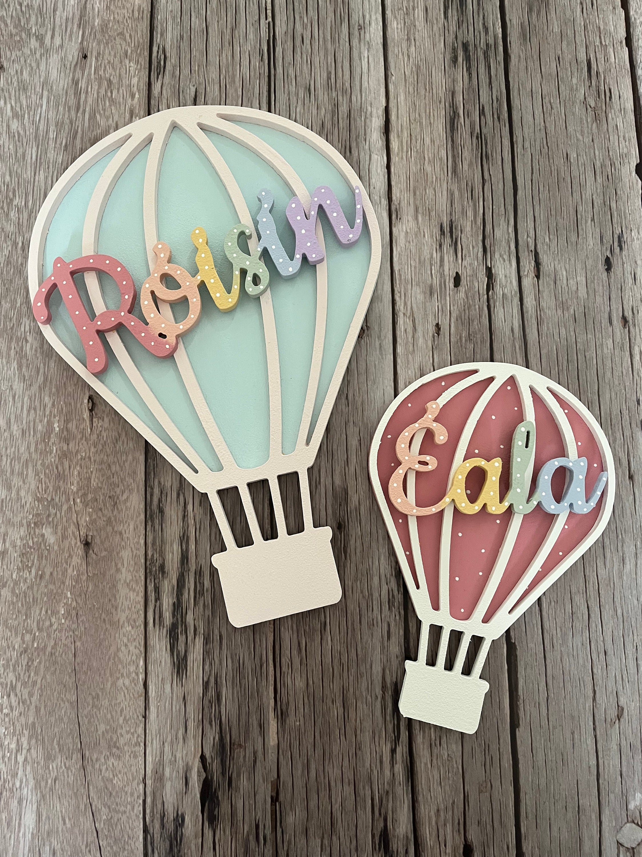 Hot Air Balloon, Personalised, Baby Name, Children's Bedroom Decor ...