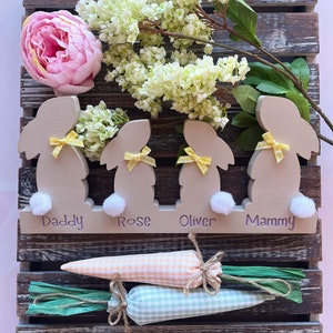 Personalised Family of Easter Bunnies Freestanding Decoration - Etsy