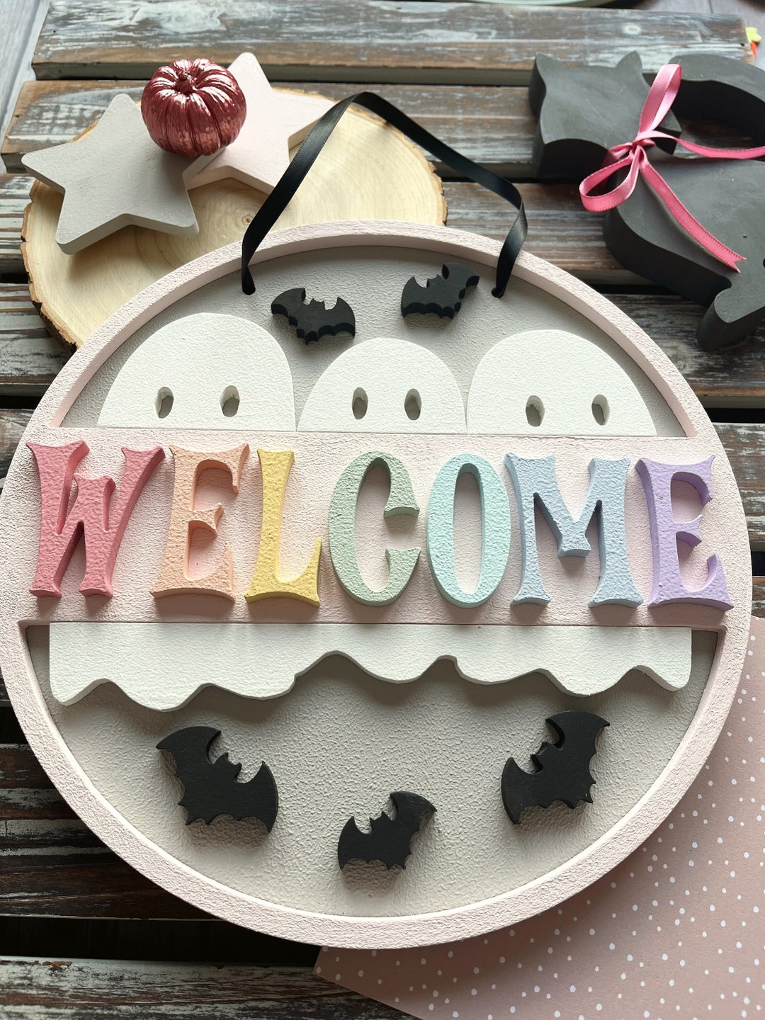Welcome Halloween Plaque, Halloween Decor, Autumn Decor - Etsy
