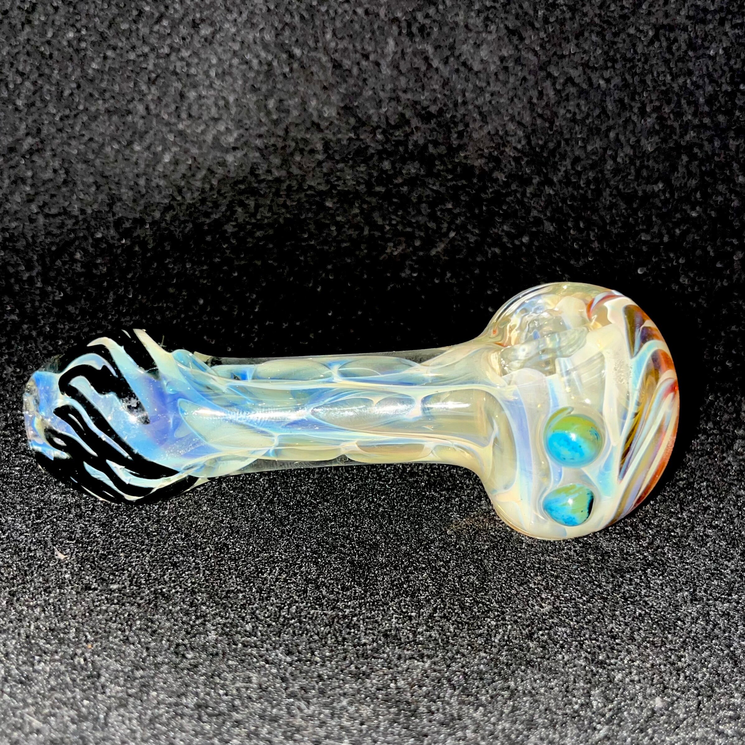 USA Hand Blown Thick Glass Tobacco Pipe Color Changing Silver Fumed ...