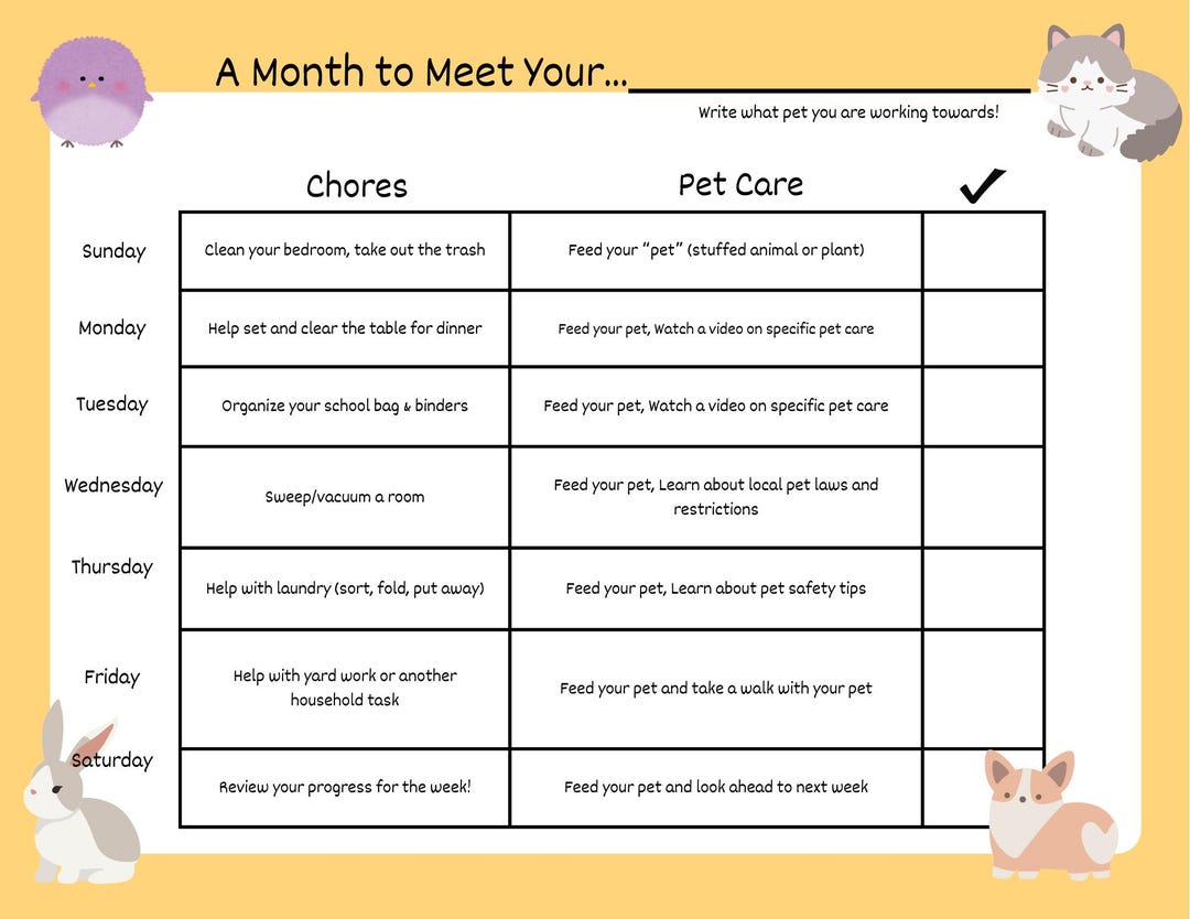 Earn A Pet! | Chore Chart for Kids | Pet Care | Responsibility for ...