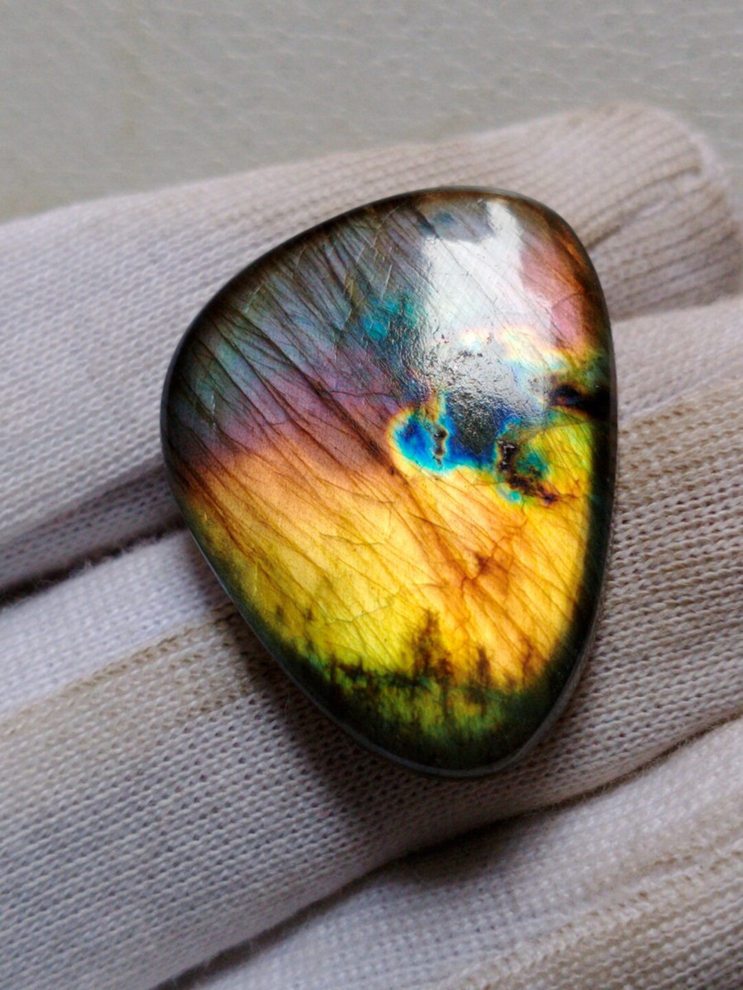 Gorgeous Unique Multi Rare Yellow Flashy Labradorite Cabochon Pendant ...