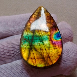 Gorgeous Unique Multi Rare Yellow Flashy Natural Labradorite Cabochon ...