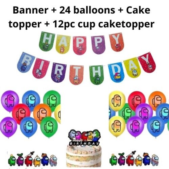 Among Us Theme Banner Cake Topper Balloons Available in - Etsy UK