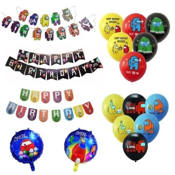Among Us Theme Balloons Banner Flags - Etsy UK
