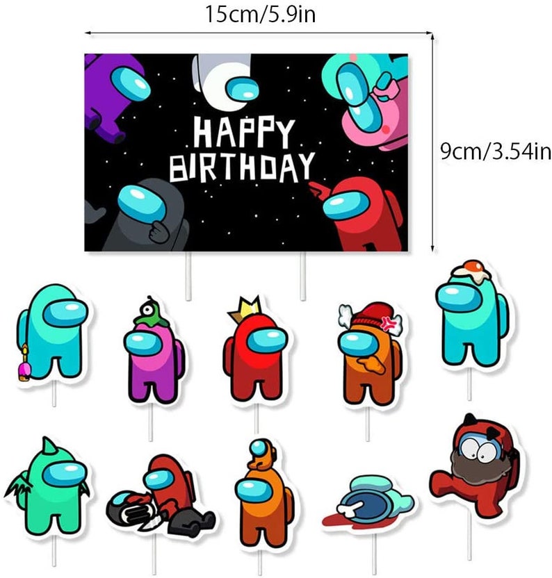 Among Us Theme Banner Cake Topper Balloons Available in | Etsy