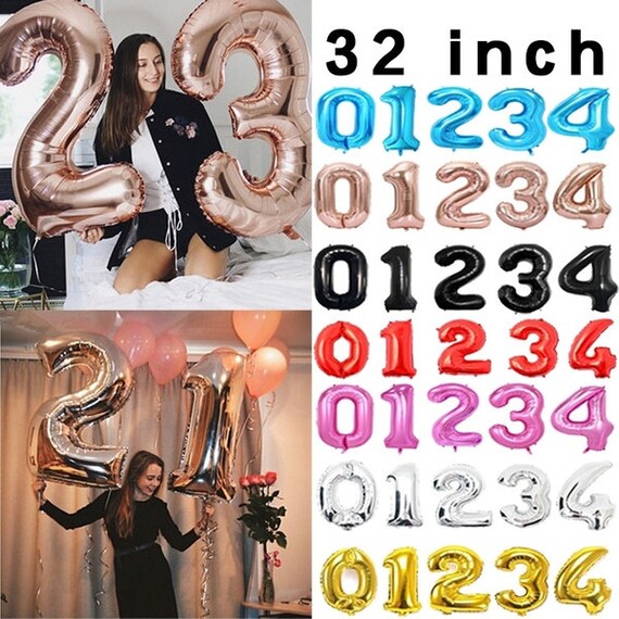 32 Inch Large Number Foil Balloons Birthday Wedding - Etsy UK