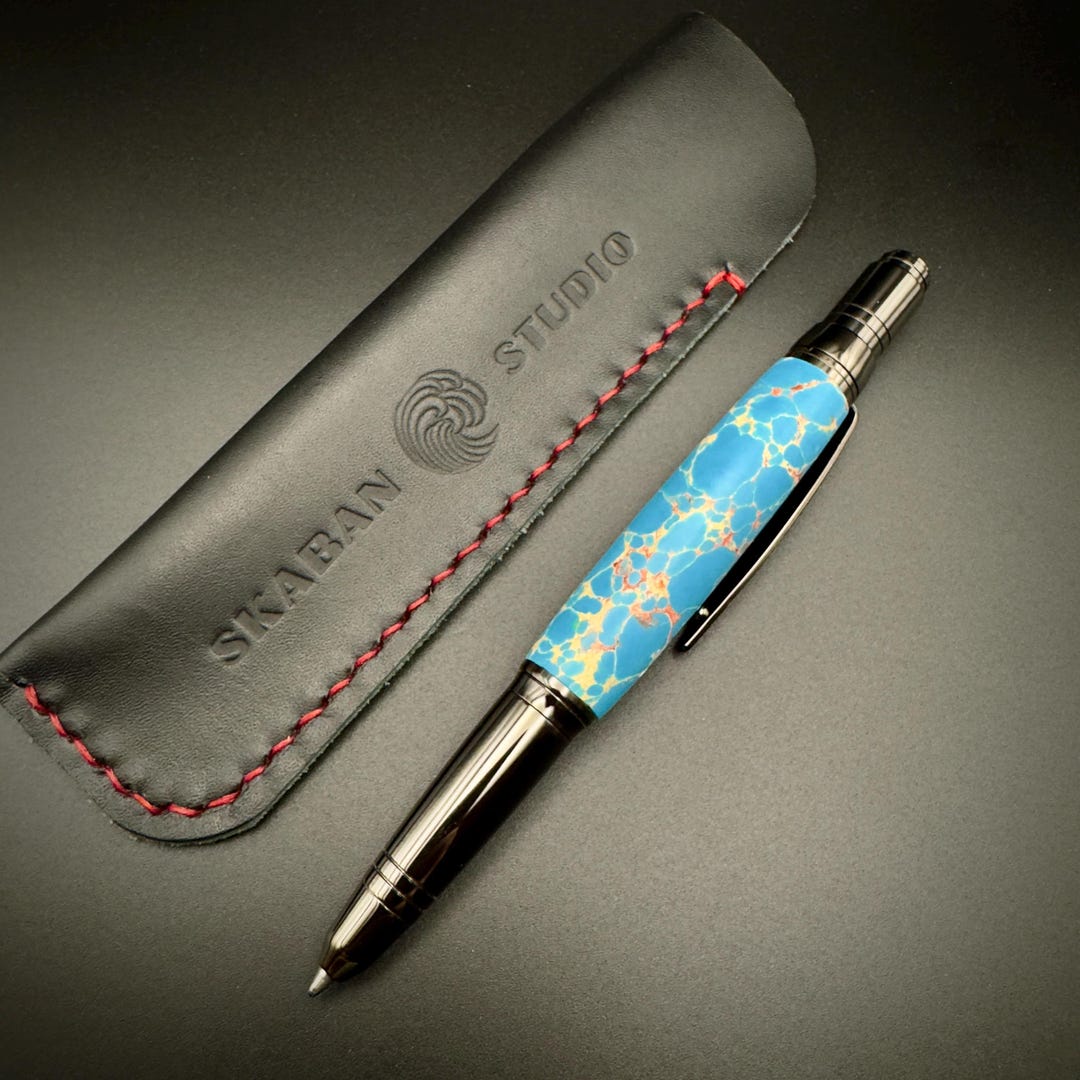 Blue Marble Ballpoint Pen, Custom Trustone Twist Pen, Handmade ...