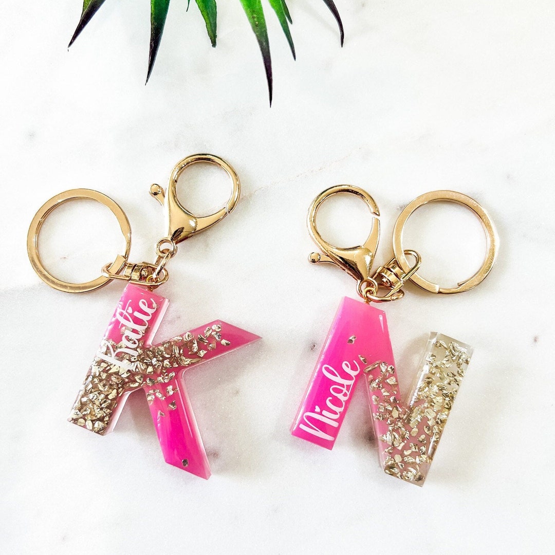 Personalised Letter Keyring With Custom Name Optional Different Colours ...