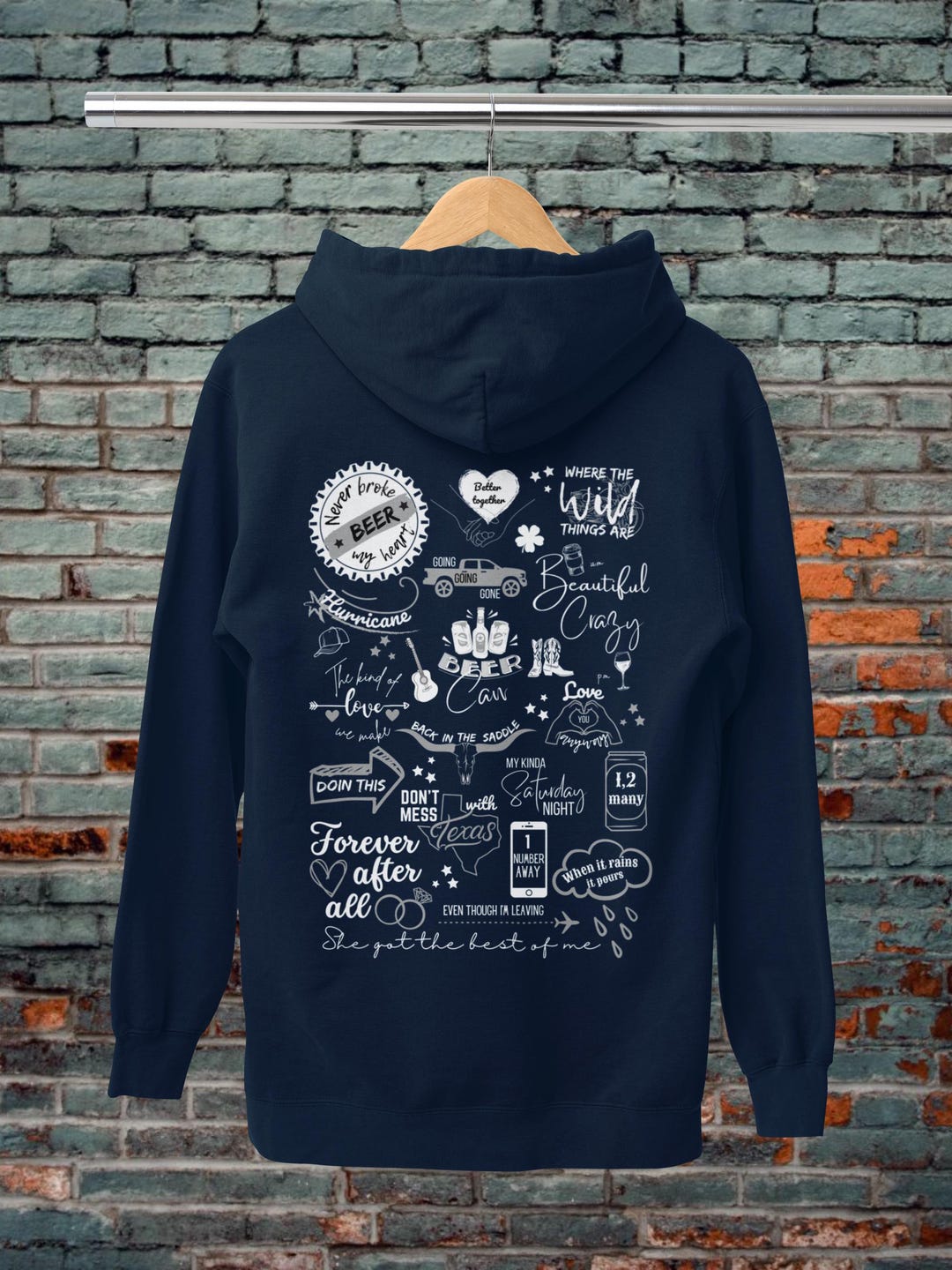 Country Music Merchandise Country Music Hoody Hoodie Sweatshirt Custom ...