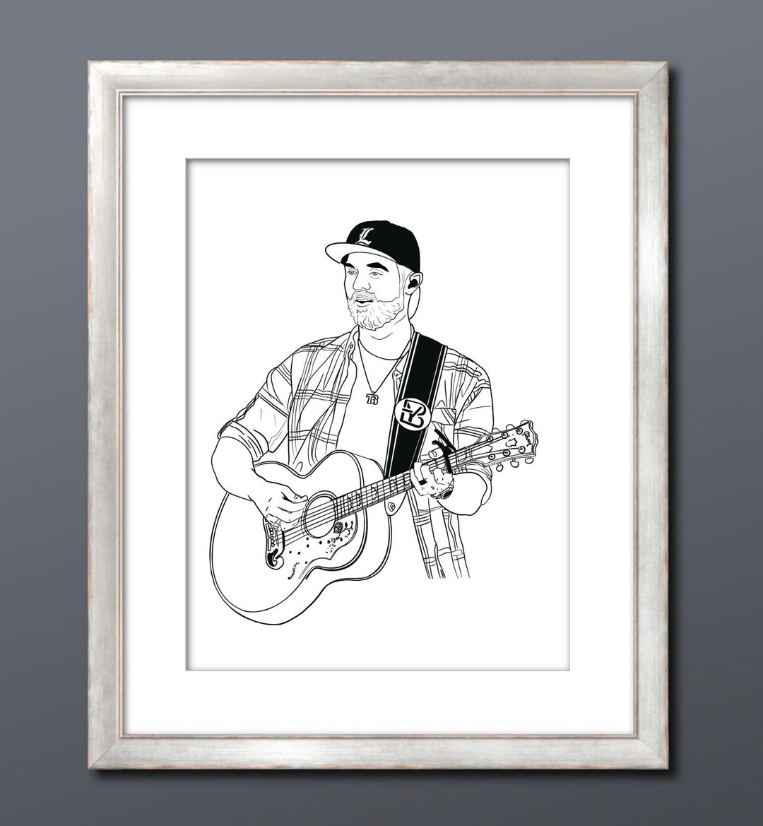 Country Artist Portrait Line Art Country Merchandise Country Music Gift ...