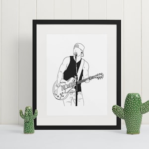 Kip Moore Line Art Portrait Country Music Gift Customised Gift ...