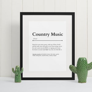 Country Music Definition Print Gift Country Music Print Lyric ...