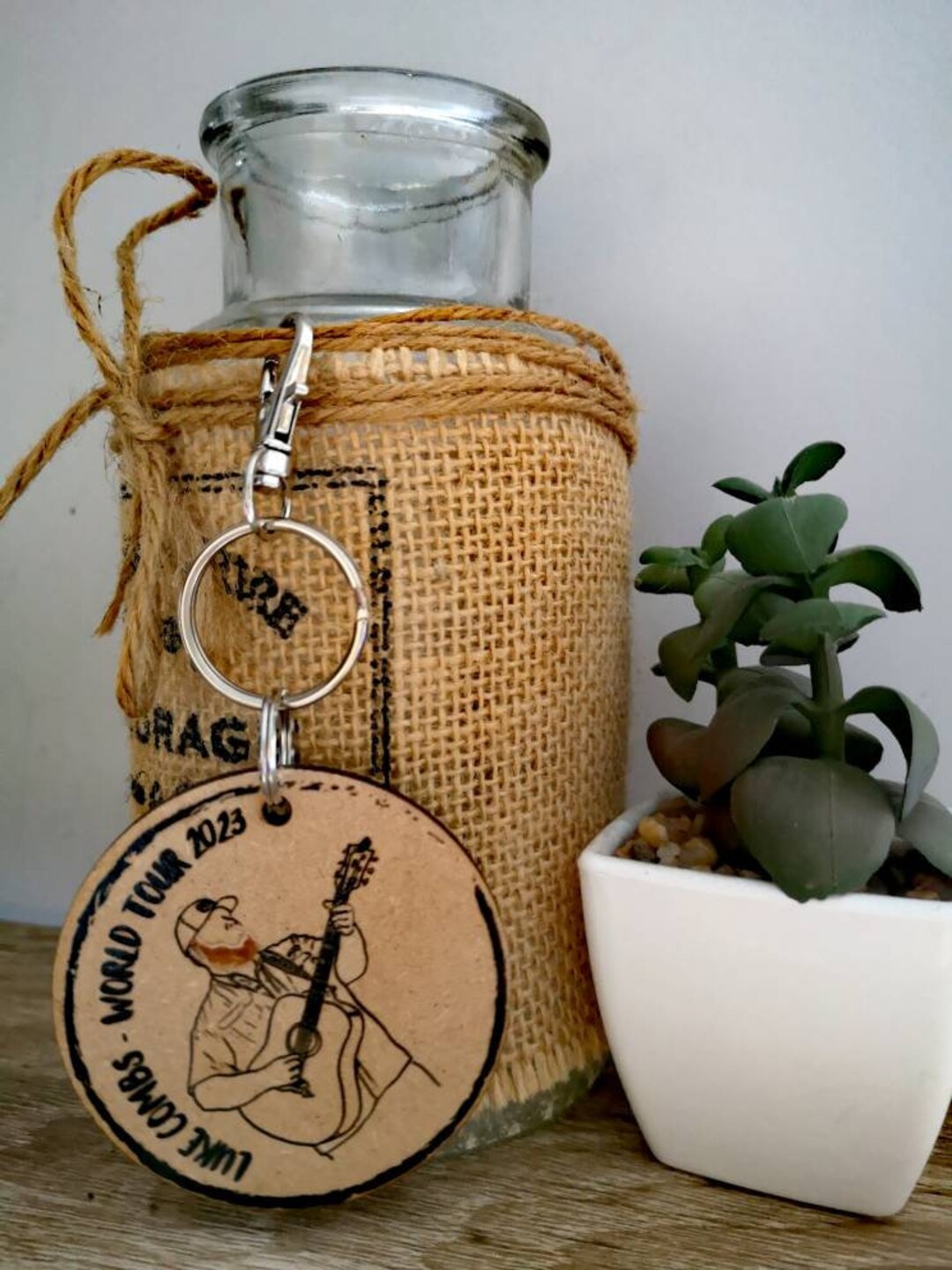 Country Music Western Rustic Wood Stainless Steel Keyring Gift Country ...