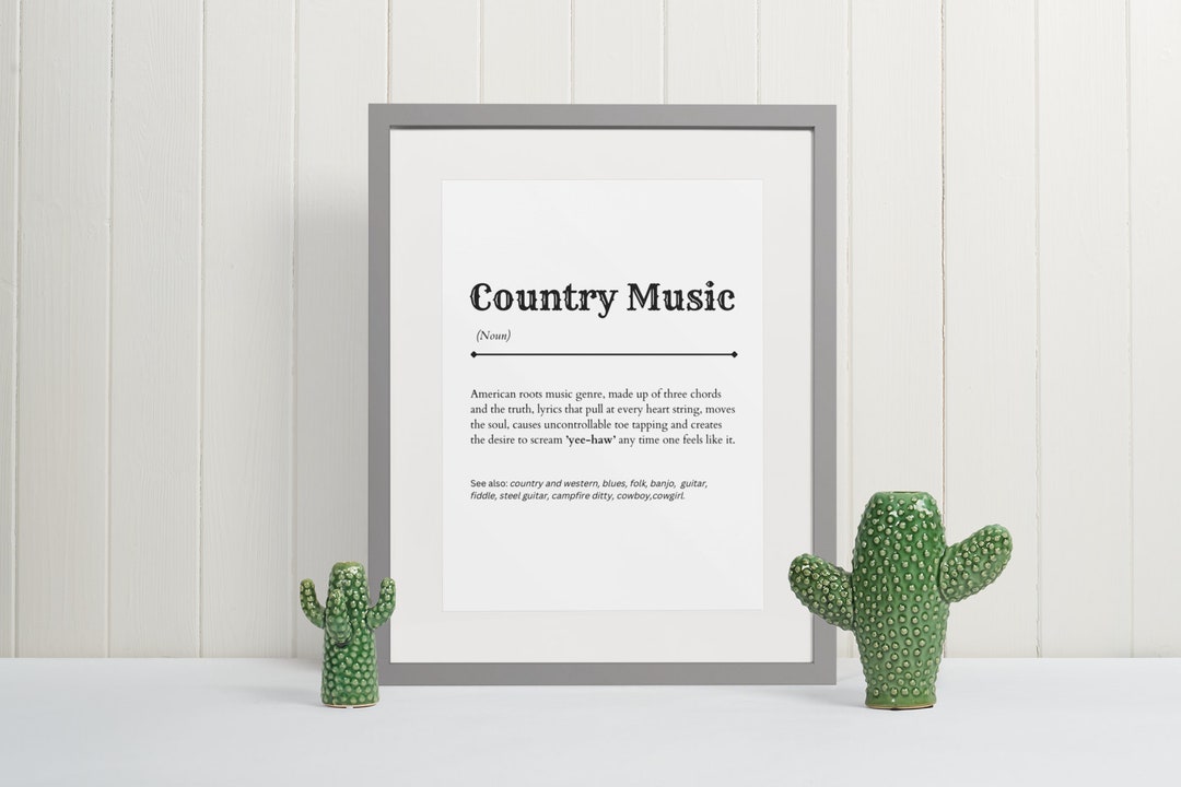 Country Music Definition Print Gift Country Music Print Lyric ...