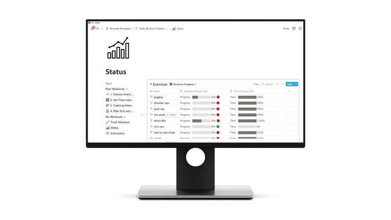 Daily Workout & Gym Tracker in Notion - Exercises for All Muscle Groups ...