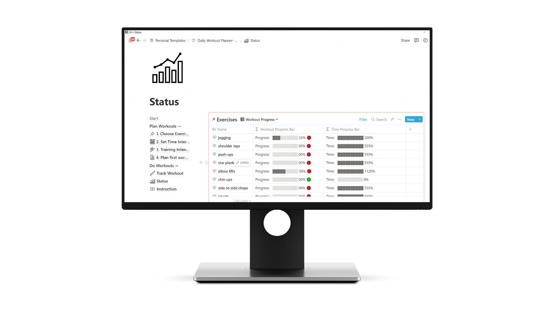Daily Workout & Gym Tracker in Notion - Exercises for All Muscle Groups ...