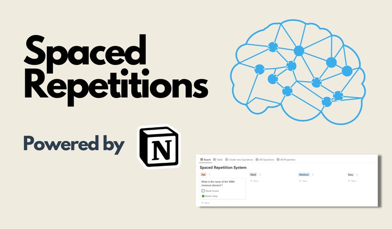 Spaced Repetition Flashcards for Notion Student Template - Etsy