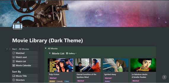 MOVIE List Template for Notion Select Movies to Watch - Etsy