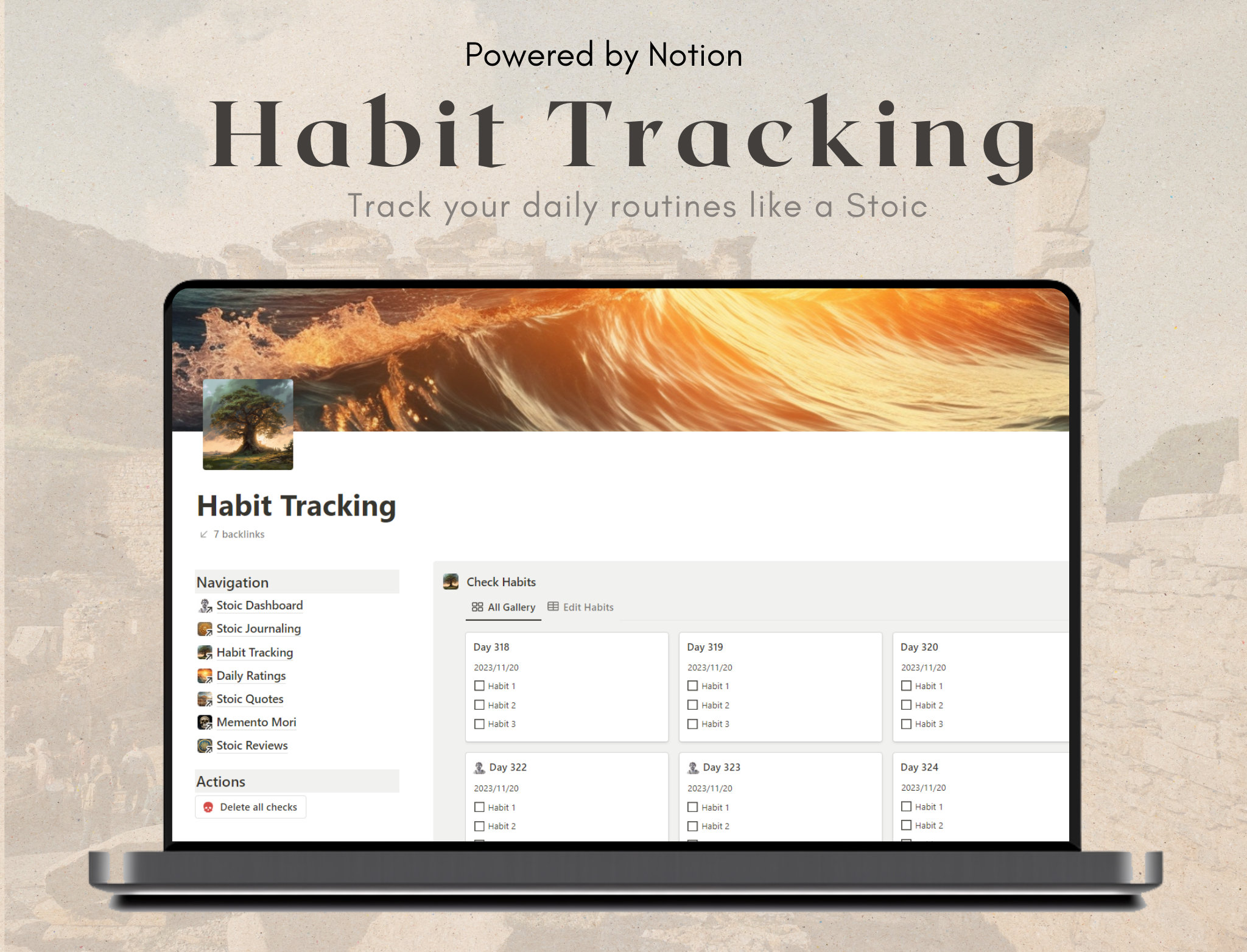 Stoic Template Bundle for Notion Journaling, Habit-tracker, Memento ...