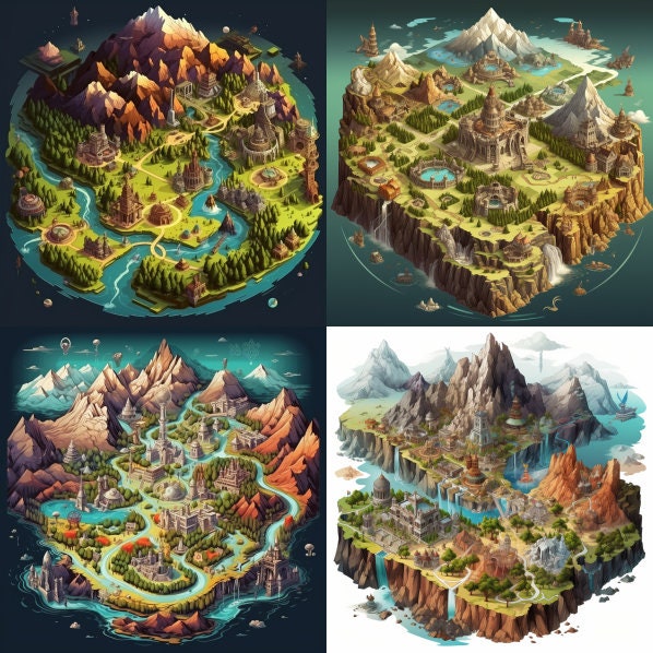 10 Midjourney V 5.2 Prompts for Isometric World Maps, Game Design ...