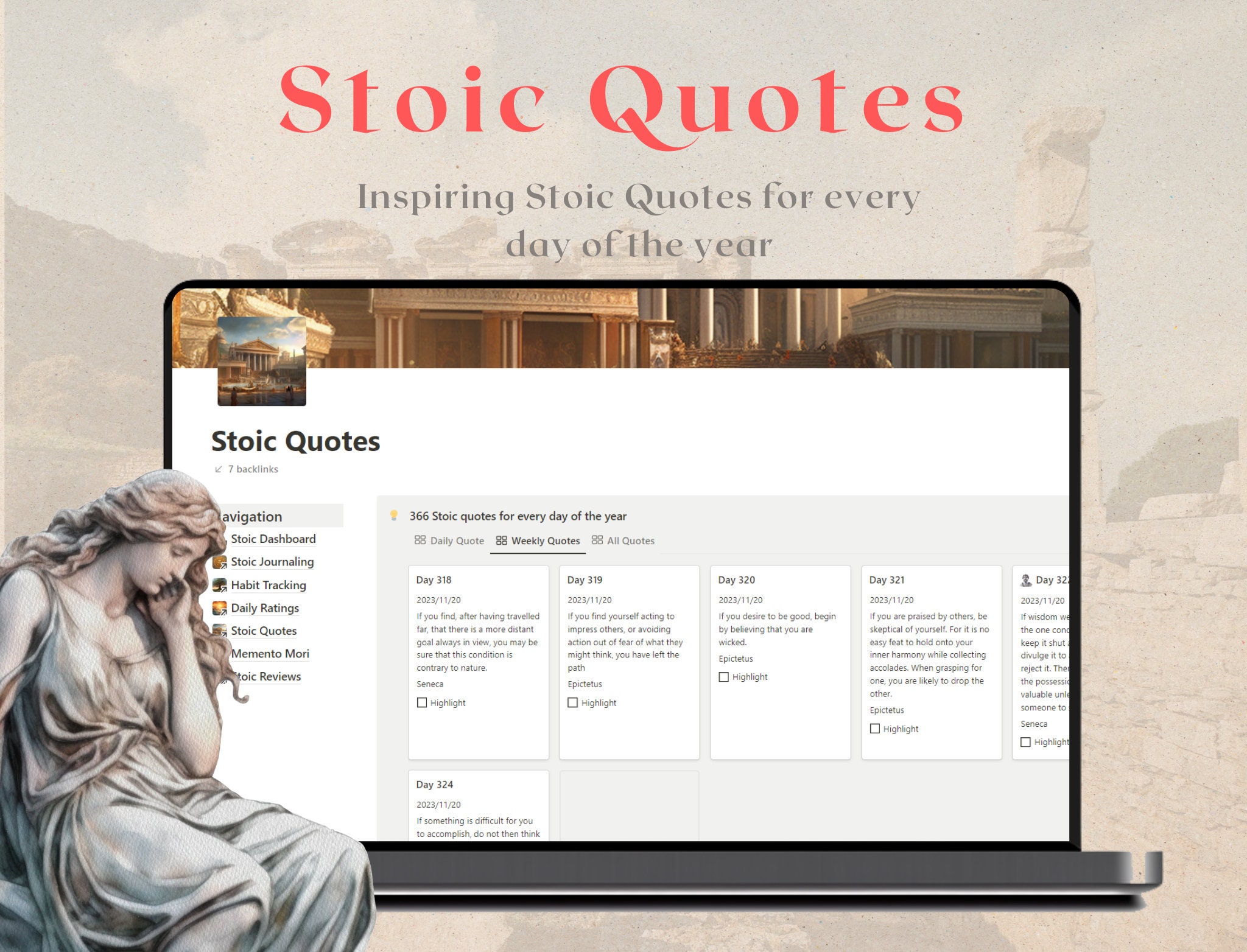 Notion Journal Template - Daily Stoic Journaling Like Marcus Aurelius ...