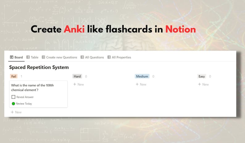 Spaced Repetition Flashcards for Notion, Student Template, ADHD Brains, Academic Notion Template ...