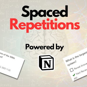 Spaced Repetition Flashcards for Notion, Student Template, ADHD Brains, Academic Notion Template ...