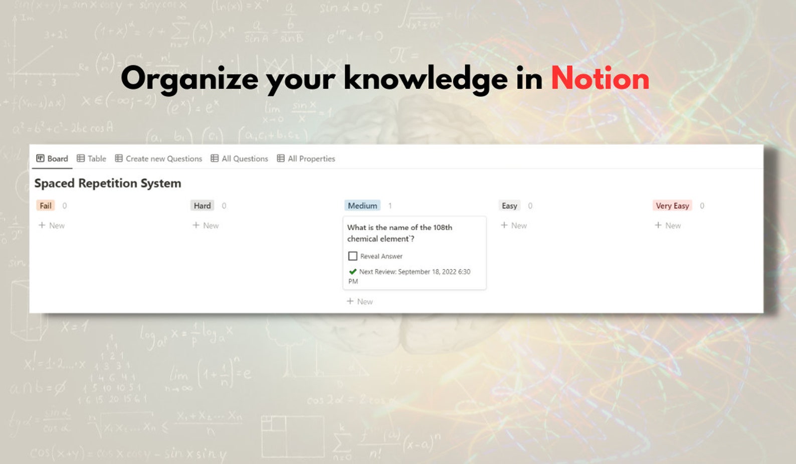 Spaced Repetition Flashcards for Notion, Student Template, ADHD Brains, Academic Notion Template ...