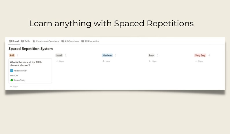 Spaced Repetition Flashcards for Notion Student Template - Etsy