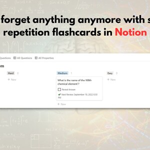 Spaced Repetition Flashcards for Notion Student Template - Etsy