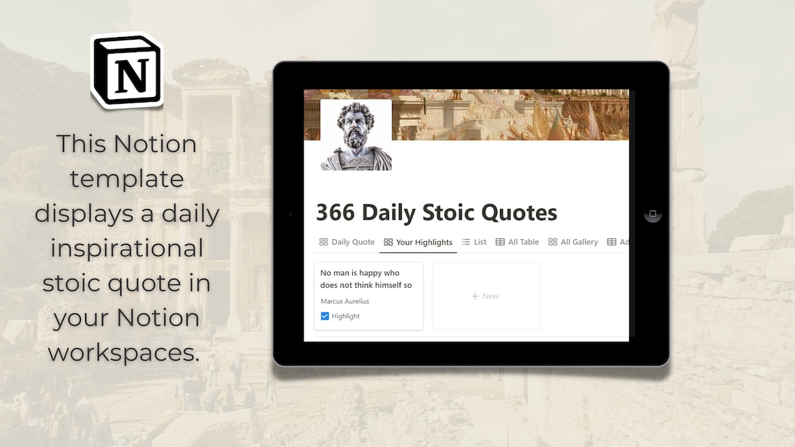 365 Days of Stoic Wisdom: Daily Quote Notion Template Journey Through ...