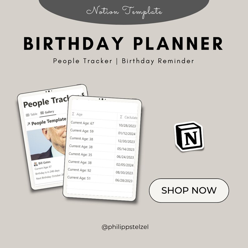 Birthday Tracker Notion Template Birthday Calendar Digital - Etsy