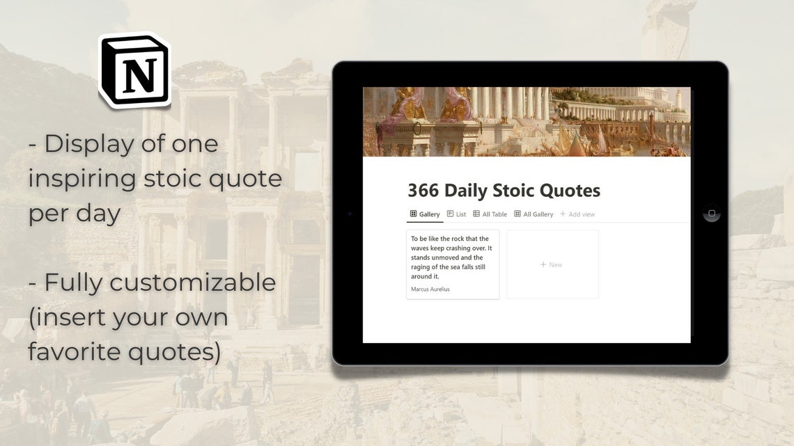 365 Days of Stoic Wisdom: Daily Quote Notion Template - Journey Through ...